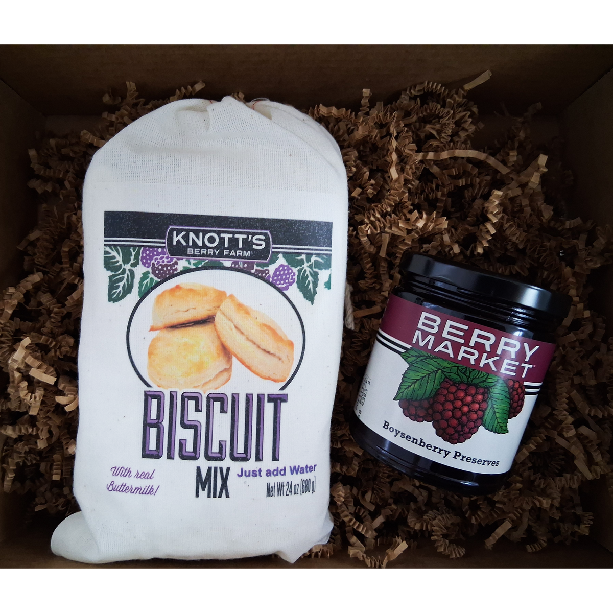 Knott's Berry Farm Biscuit Mix and Boysenberry Preserves Gift Box – FUN ...