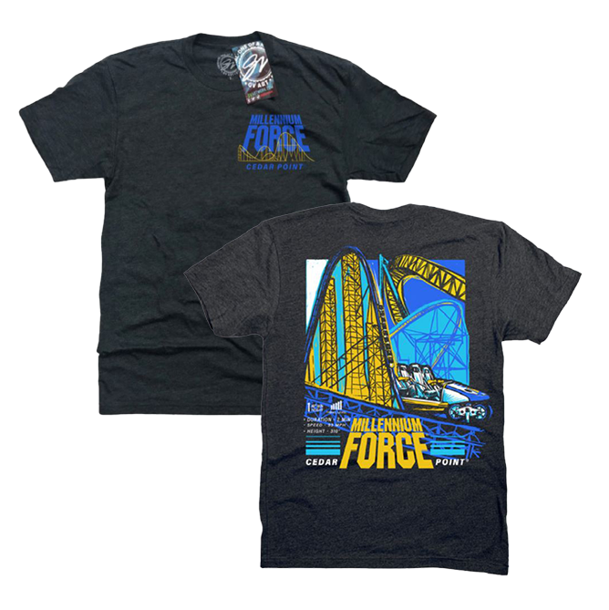 Cedar Point Millennium Force Coaster Stamp Tee – FUN MERCHANDISE ONLINE ...