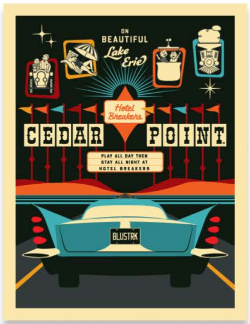 Cedar Point Entrance Sign Night Poster – Cedar Fair Merchandise